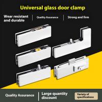 China Modern Stainless Steel Satin Finish Glass Door Clamp Screw Installation Durable Frameless Door Clip Window Accessories for sale