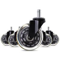 China Mute 3 Inch Transparent PU Plastic Office Chair Casters Black Boss Chair Universal 50mm Furniture Caster Wheel Plate Mounting for sale