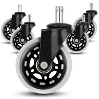 China Mute 3 Inch Transparent PU Plastic Office Chair Casters Black Boss Chair Universal 50mm Furniture Caster Wheel Plate Mounting for sale