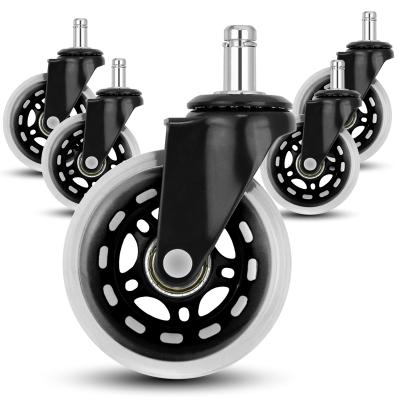China Mute 3 Inch Transparent PU Plastic Office Chair Casters Black Boss Chair Universal 50mm Furniture Caster Wheel Plate Mounting for sale