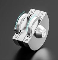 China Modern Double Sided Sliding Frameless Glass Door Hardware with Swing Center Lock Half-Round Stainless Steel Glass Lock with Keys for sale