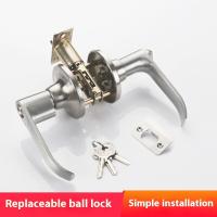 China Modern Design Three-Pole Ball Handle Lock Aluminum Alloy Glass Door for Bathrooms Kitchen Workshop Three-Pillar Plastic Steel for sale