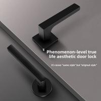 China Modern Indoor Wooden Door Lock Set Silent Magnetic Feature Household Black Zinc Aluminium Alloy Handle Hotels Malls Apartments for sale