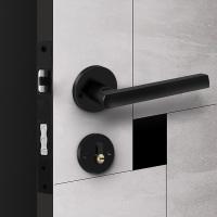 China Modern Indoor Wooden Door Lock Set Silent Magnetic Feature Household Black Zinc Aluminium Alloy Handle Hotels Malls Apartments for sale