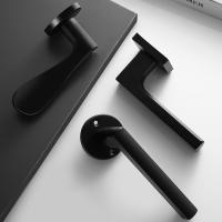 China Modern Indoor Wooden Door Lock Set Silent Magnetic Feature Household Black Zinc Aluminium Alloy Handle Hotels Malls Apartments for sale