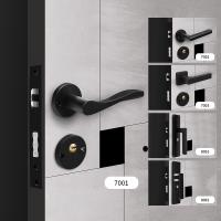 China Modern Indoor Wooden Door Lock Set Silent Magnetic Feature Household Black Zinc Aluminium Alloy Handle Hotels Malls Apartments for sale