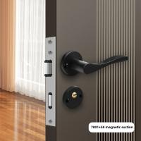 China Modern Indoor Wooden Door Lock Set Silent Magnetic Feature Household Black Zinc Aluminium Alloy Handle Hotels Malls Apartments for sale