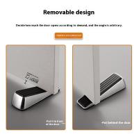 China Modern Zinc Alloy Stainless Steel Door Stopper Windproof Movable Top Door Blocker No-Drill Anti-Collision Limiter for Hotels for sale
