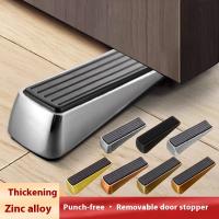 China Modern Zinc Alloy Stainless Steel Door Stopper Windproof Movable Top Door Blocker No-Drill Anti-Collision Limiter for Hotels for sale