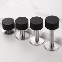 China Modern Anti-Collision Door Plug Durable Silent Stainless Steel Door Stopper with Glass Rubber Tops for Hotel Bathrooms for sale