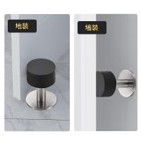 China Modern Anti-Collision Door Plug Durable Silent Stainless Steel Door Stopper with Glass Rubber Tops for Hotel Bathrooms for sale