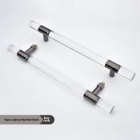 China Modern Hotel Main Door with Transparent Organic Glass and Wooden Sliding Titanium Gold Stainless Steel & Acrylic Window Handles for sale