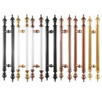 China European Luxury Antique Copper and Modern Brass Door Handle Large Wooden Pair with Push-Pull Feature for Hotels and KTVs for sale
