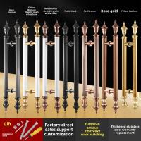 China European Luxury Antique Copper and Modern Brass Door Handle Large Wooden Pair with Push-Pull Feature for Hotels and KTVs for sale