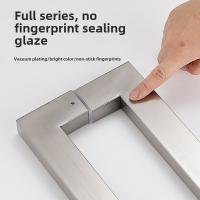 China Modern Large Square Stainless Steel Tube Fingerprint-Free Glass Door Handle in Black Titanium Gold for Villas and Hotels for sale
