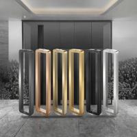 China Large Modern Frameless Office Building Rose Black Titanium Glass Door Square Stainless Steel Tube Wooden Door Handle Durable for sale