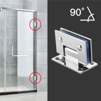 China Modern Satin Stainless Steel 90/180 Degree Door Hinge Bathroom Clip Hinge for Frameless Shower Glass for Hotels for sale