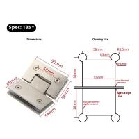 China Modern 304 Stainless Steel Thickened Glass Clamp Chrome Finish Hotel Bathroom 180-Degree Frameless 90-Degree Hinge Shower Door for sale