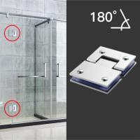 China Modern 304 Stainless Steel Chrome Finish Thickened Glass Clamp Hotel 180-Degree Frameless 90-Degree Hinge Shower Door Hardware for sale