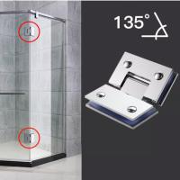 China Modern 304 Stainless Steel Chrome Finish Thickened Glass Clamp Hotel 180-Degree Frameless 90-Degree Hinge Shower Door Hardware for sale