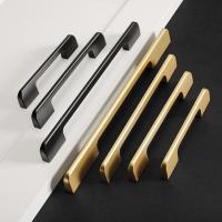 China Modern Minimalist Alloy Zinc Black Extended Cabinet Drawer Door Handle Gold Handle Wardrobe Knob for Kitchen Handles Knobs for sale