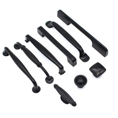 China Modern Simple European American Style Alloy Cabinet Door Handle Black Single Hole Drawer Knob Kitchen Bedroom Hotel Small for sale