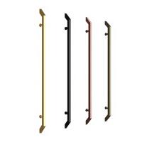 China Modern Frameless Sliding Wooden Door Stainless Steel Square Tube Handle Anti-Fingerprint Rose Black Glass Durable for Villas for sale