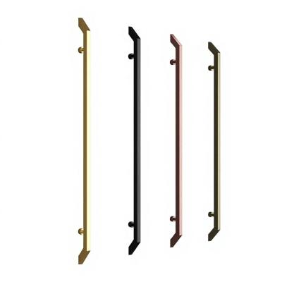 China Modern Frameless Sliding Wooden Door Stainless Steel Square Tube Handle Anti-Fingerprint Rose Black Glass Durable for Villas for sale