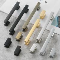 China Modern Simple Scandinavian American Zinc Alloy Cabinet Handle Golden Copper Drawer Handle Black Kitchen Metal Door Living Room for sale