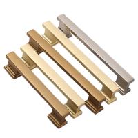 China Nordic Gold Modern Simple Long Single Hole Solid Zinc Cabinet Door Knob Brass Material Living Room Wardrobe Drawer Handle for sale