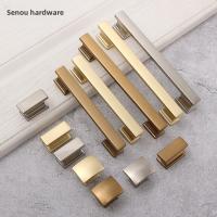 China Nordic Gold Modern Simple Long Single Hole Solid Zinc Cabinet Door Knob Brass Material Living Room Wardrobe Drawer Handle for sale
