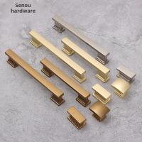 China Nordic Gold Modern Simple Long Single Hole Solid Zinc Cabinet Door Knob Brass Material Living Room Wardrobe Drawer Handle for sale