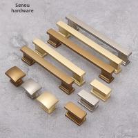 China Nordic Gold Modern Simple Long Single Hole Solid Zinc Cabinet Door Knob Brass Material Living Room Wardrobe Drawer Handle for sale
