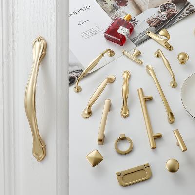 China Modern European 128mm Invisible Aluminum Alloy Knob American Golden Door Handle for Wardrobe Drawers Furniture Handles Knobs for sale