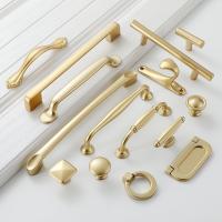 China Modern European 128mm Invisible Aluminum Alloy Knob American Golden Door Handle for Wardrobe Drawers Furniture Handles Knobs for sale