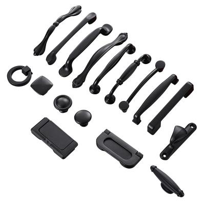 China Solid Black Modern European Stainless Steel Alloy Solid Handle for Cabinet Shoe Door Surface Mounting Furniture Hardware for sale