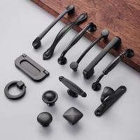 China Solid Black Modern European Stainless Steel Alloy Solid Handle for Cabinet Shoe Door Surface Mounting Furniture Hardware for sale
