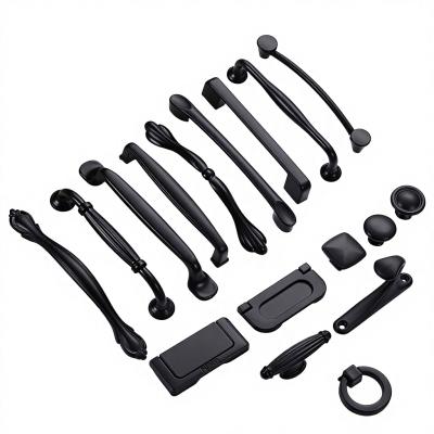 China Modern American Style Black Aluminum Alloy Durable Round Handle Hardware for Living Room Cabinet Window Drawer for sale
