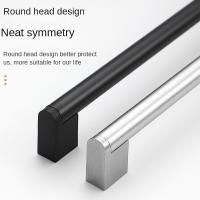 China Modern Fashion Simple Brushed Stainless Steel Black Handle Durable 29mm Height Living Room Furniture Door Knob Cabinet Wardrobe for sale
