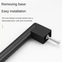 China Modern Fashion Simple Brushed Stainless Steel Black Handle Durable 29mm Height Living Room Furniture Door Knob Cabinet Wardrobe for sale