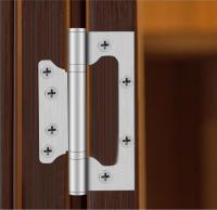 China Modern Hotel Stainless Steel Letter Hinges 90 Degree Opening 3mm Thickness Silent No Slotting Required Wooden Door Hardware for sale