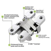 China Modern Concealed Zinc-Alloy Wooden Door Cross Hinge Invisible Opening Hidden Window Door Frames 180 Degree Opening Elegant for sale
