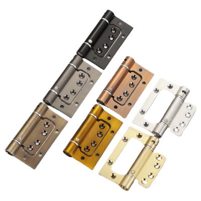 China Adjustable Contemporary Modern Soft Close Stainless Steel Satin Finish 3mm Thickness 8 Hole Self-Closing Door Hinge 180 Degrees for sale