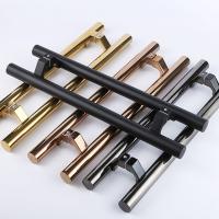 China Modern Slanted Foot Door Handle Stainless Steel Glass Offset Frameless Large Wooden Rose Black Titanium Gold Finish for Villas for sale