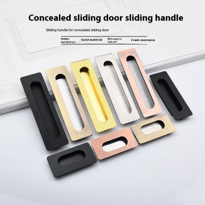 China Modern Simple 96mm Zinc Alloy Push-Pull Sliding Cabinet Invisible Hidden Handle Embedded Slotted Door for Dresser Wardrobe for sale