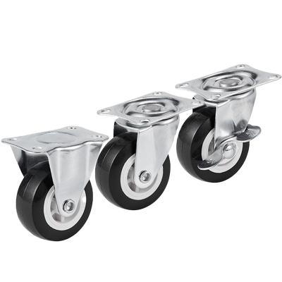 China Factory Direct 1.25inch Black PVC Universal Wheel Caster Light Brake Steering for Living Room Furniture for sale