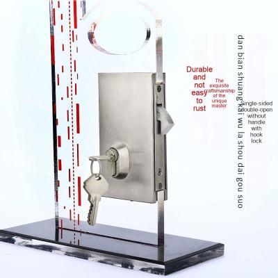 China Factory Direct Sale Stainless Steel Glass Door Lock for Sliding Door Double Opening Hook Engineering Hardware for Home Bathroom for sale