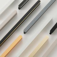 China Modern Simple T-shaped Head Stainless Steel Wardrobe Door Handle Large Black Cabinet Door with Silver Edge White Drawer Handle for sale