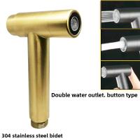 China 304 Stainless Steel Bidet Companion Set for Bathroom Pressure Boosting Flush Toilet Spray Gun Faucet Dual Outlet Angle Hand for sale