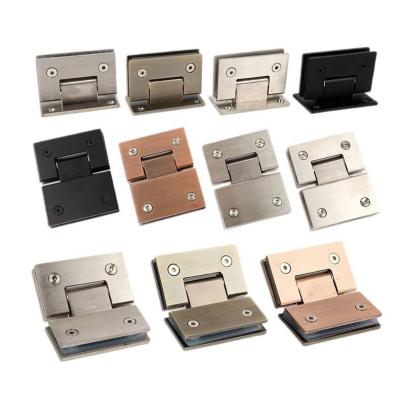 China Matte Black 304 Stainless Steel 180 Degree Soft Close Shower Room Clamp Rose Gold Folding Hinge Glass 4mm Thickness Modern for sale